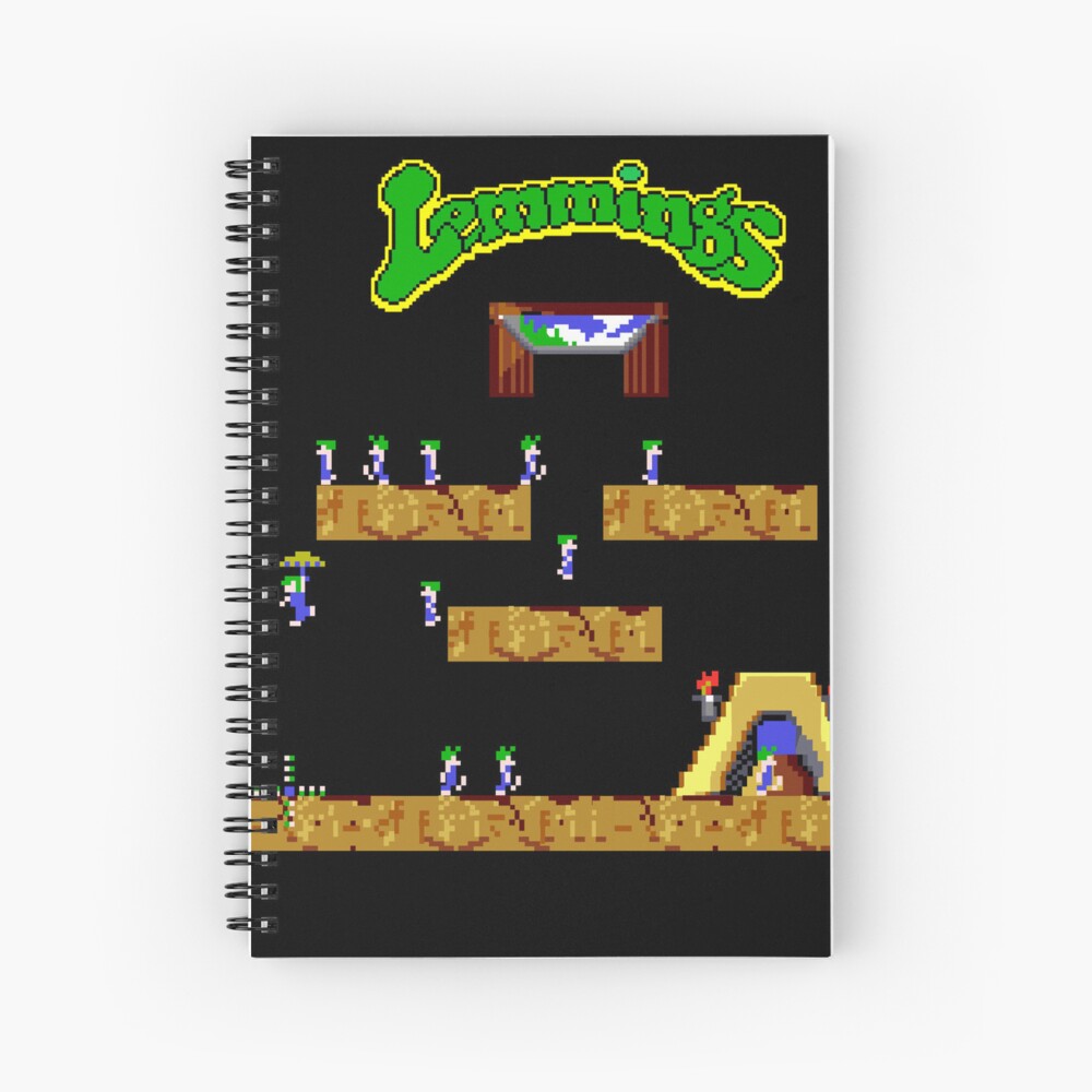 "RETRO ARCADE LEMMINGS - PIXEL ART - ILLUSTRATION" Spiral Notebook by ...