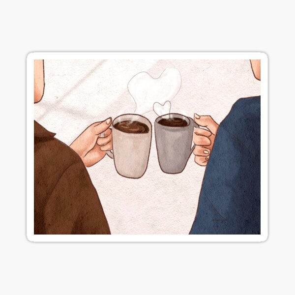 "Romantic couple on a coffee date" Sticker by MrCsStores | Redbubble