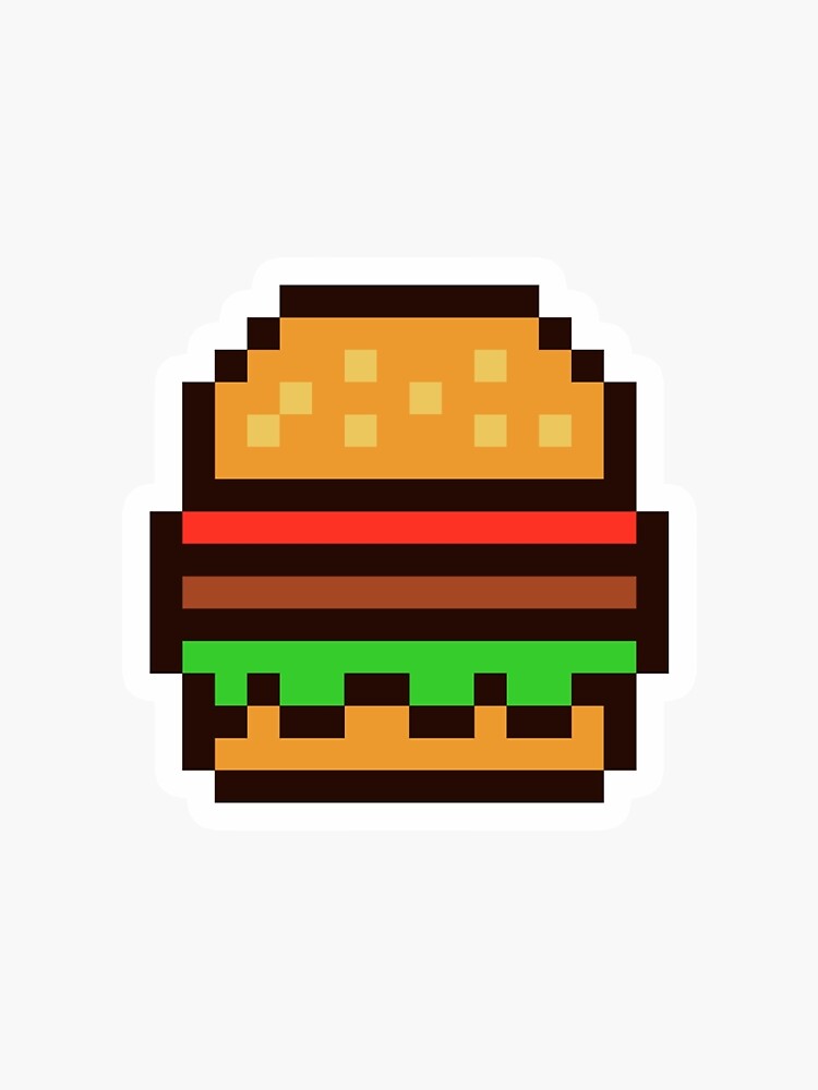 "8-bit Burger " Sticker by AGShirts | Redbubble
