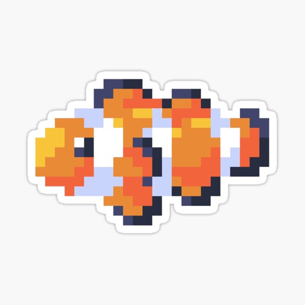 "8-bit Clown Fish" Sticker by AGShirts | Redbubble