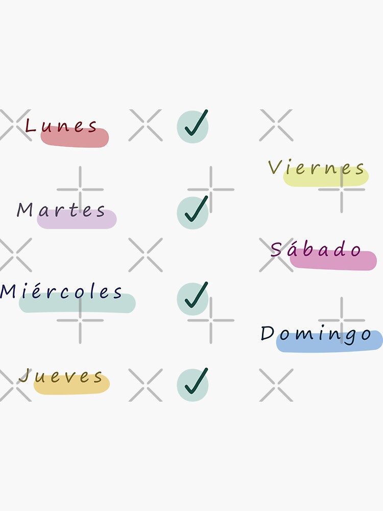 "days of the week, colors" Sticker for Sale by cowrymouri | Redbubble