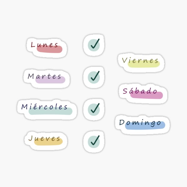"days of the week, colors" Sticker for Sale by cowrymouri | Redbubble