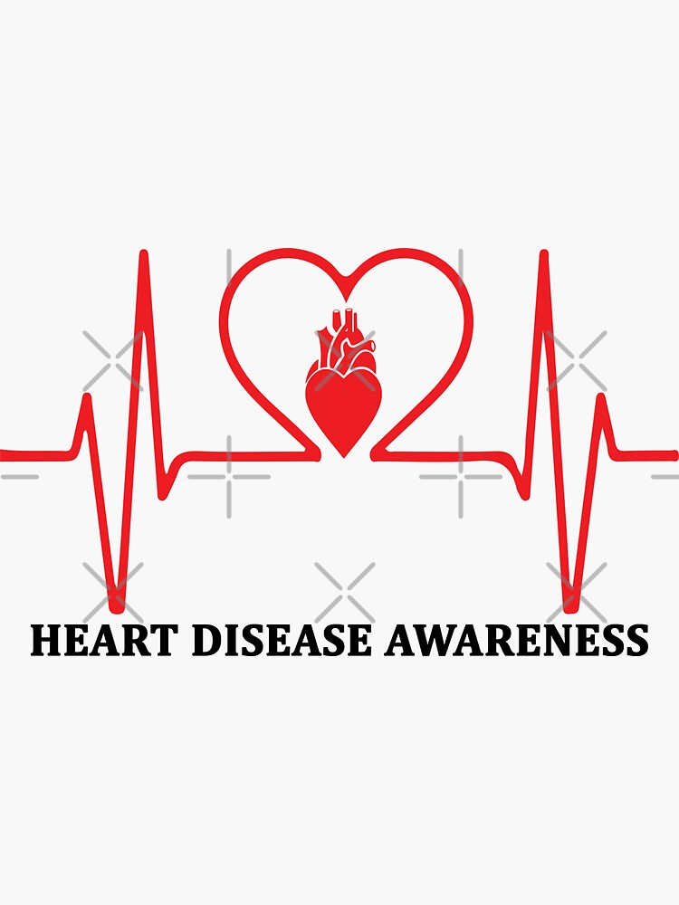 Red Heart Disease Awareness In February Heart Health Month Sticker By