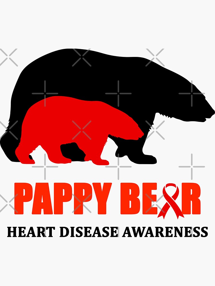 Pappy Bear N Heart Disease Awareness In February Heart Month Sticker