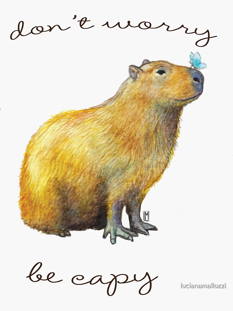 "Don't Worry, Be Capy" Sticker for Sale by lucianamallozzi | Redbubble