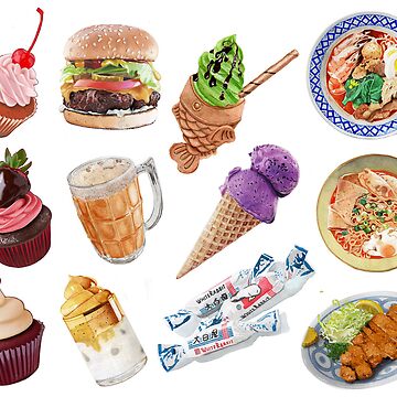 "Food illustration stickers" Sticker for Sale by lauraboin | Redbubble