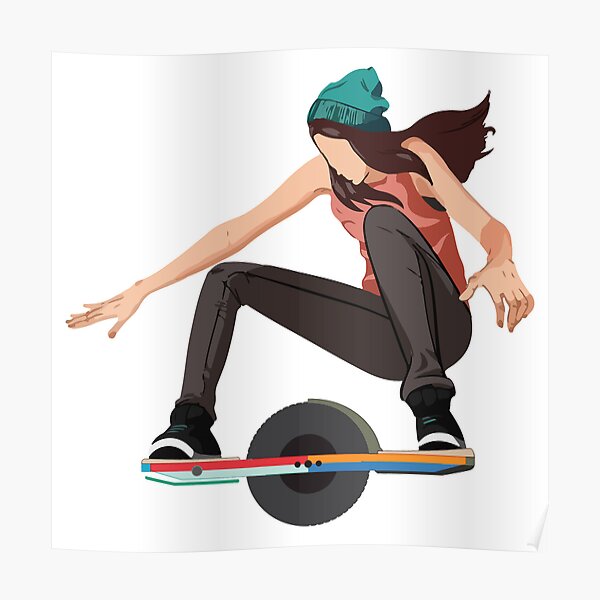 "cute girl ride a onewheel - onewheel artwork " Poster by QUEEN-WIVER ...