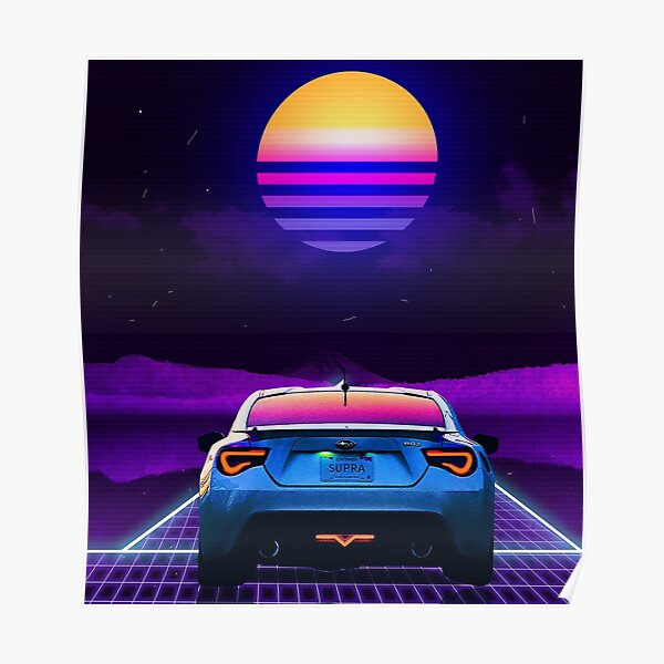 "Toyota Supra Synthwave" Poster by aliigal | Redbubble