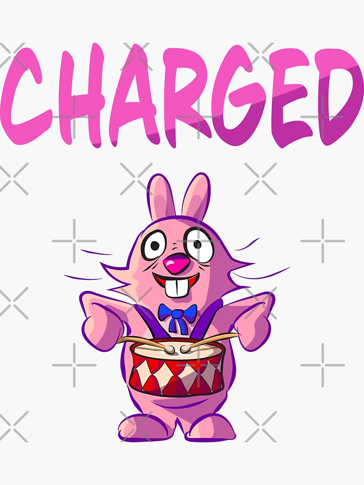 "CHARGED - PINK DRUMMING RABBIT BUNNY POWER" Sticker by colorbugs ...