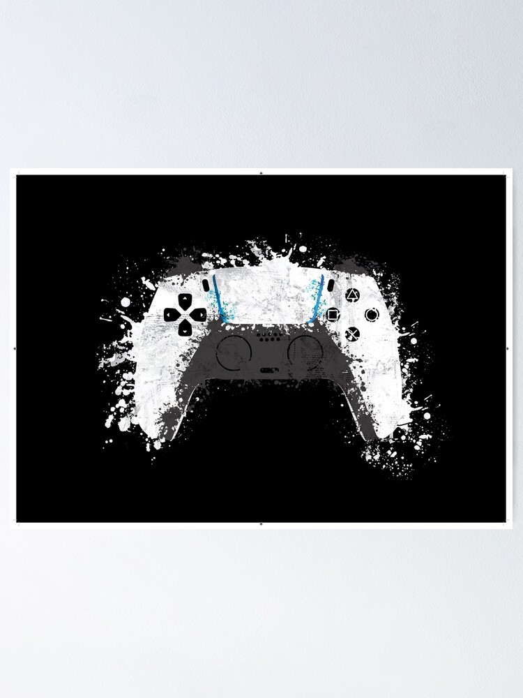 "PS5 Controller Print / White Color Splat Design / Game Room Decor ...