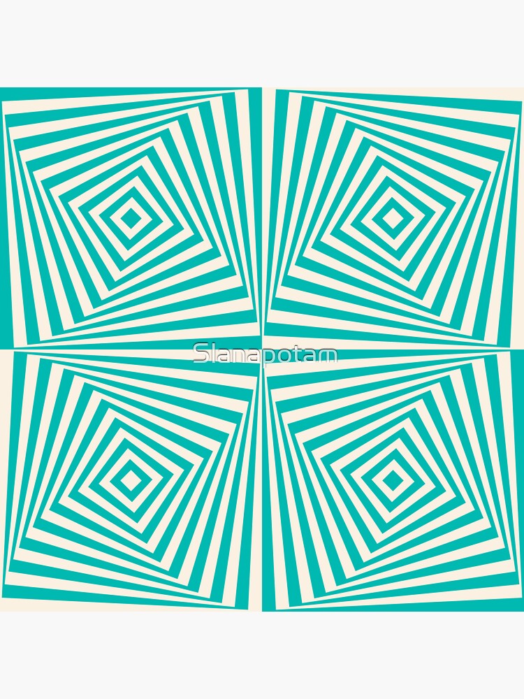 "Opt Art pattern 02, turquoise green and cream" Sticker by Slanapotam ...