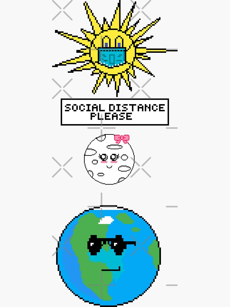 "Social Distance Solar System - Black - Cute Pixel Art" Sticker by ...