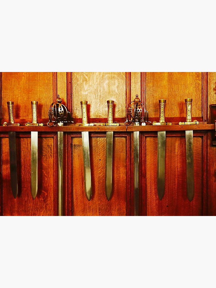 "Gold and silver middle-age swords collection in an armoury | Medieval ...