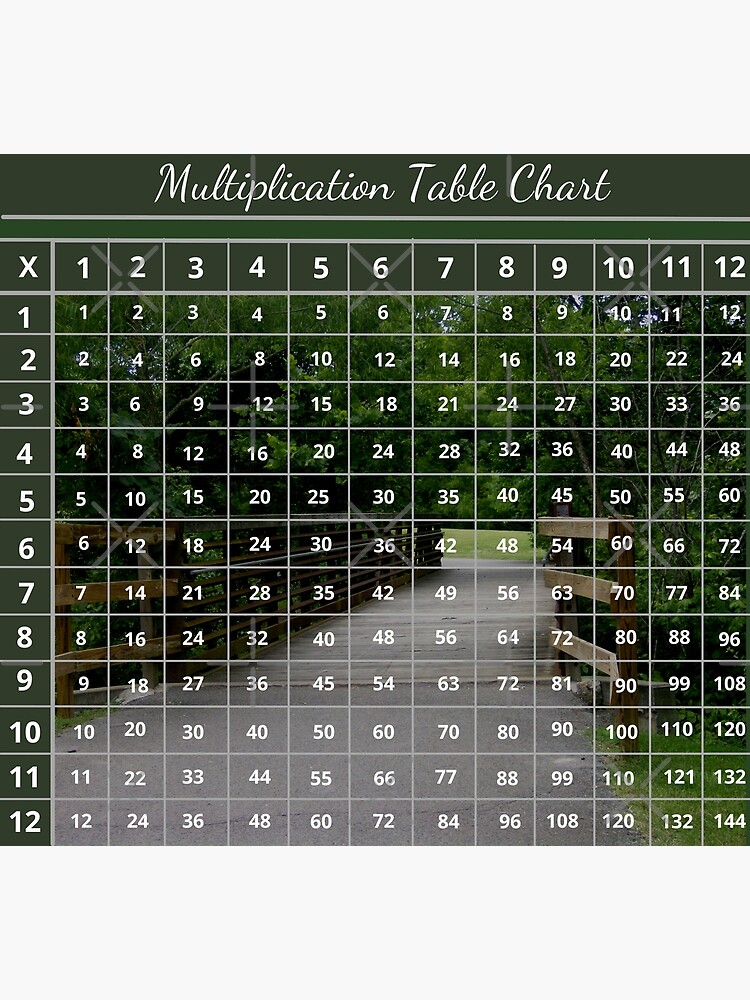 Multiplication Table Chart - Times Table 1x to 12x Premium Matte ...