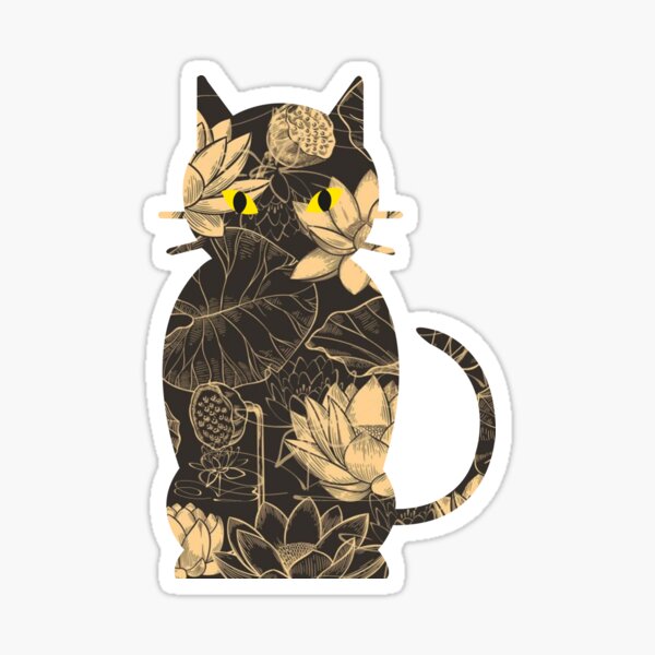 "cat in lotus tattoo" Sticker for Sale by ekittyrina | Redbubble