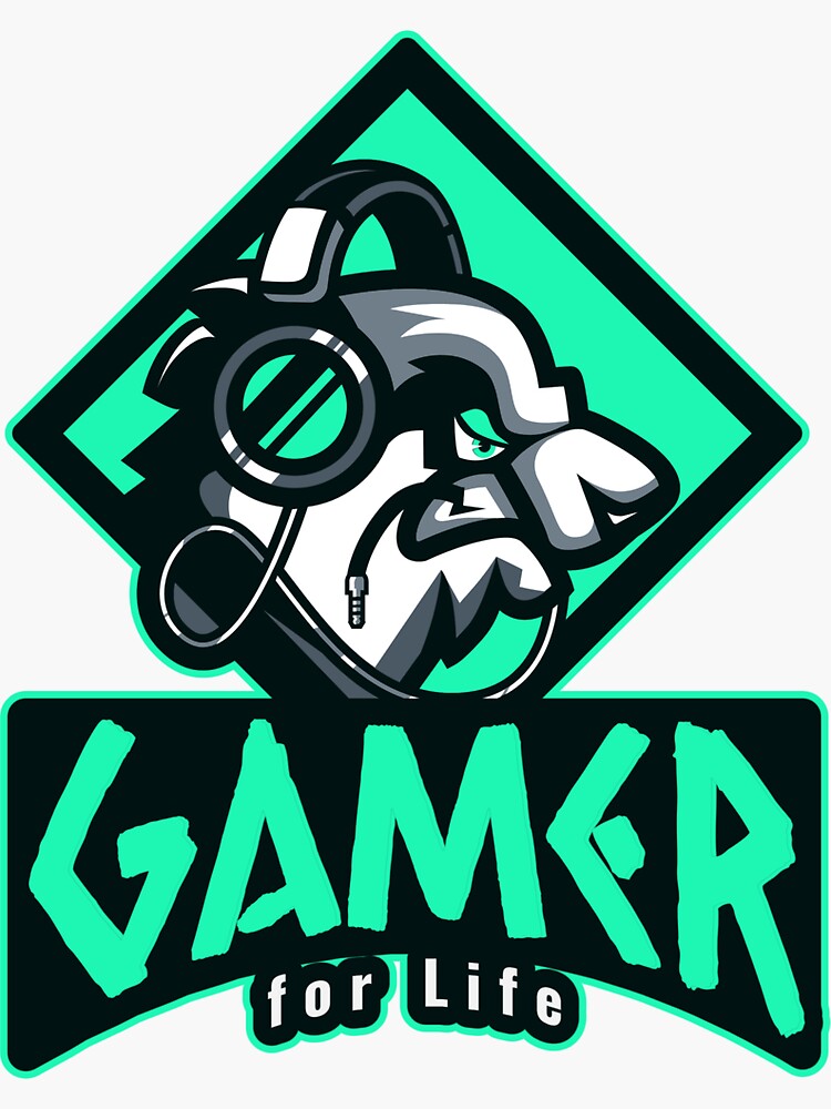 "Gamer for Life with Panda wearing Headphone" Sticker by PRIVARSHU ...