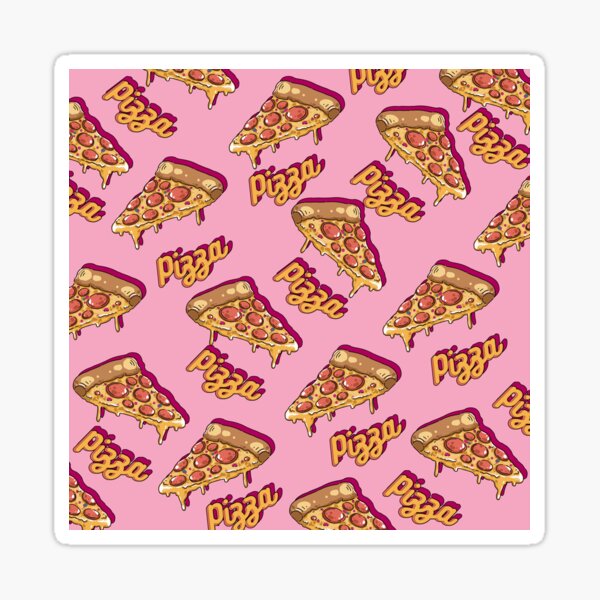 "Copy of The pepperoni pizza pattern (pink background)" Sticker by ...