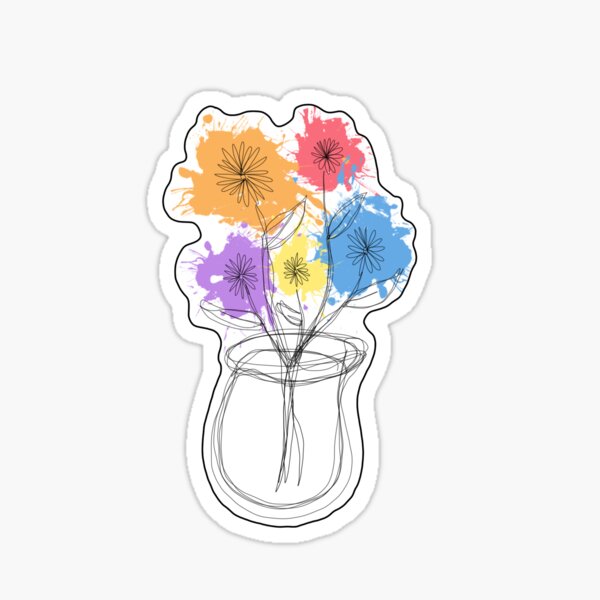 "Splat Flowers" Sticker by QueenBecsArt | Redbubble