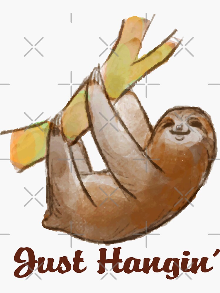 "SLOTH IN A TREE JUST HANGIN HANGING" Sticker for Sale by ...