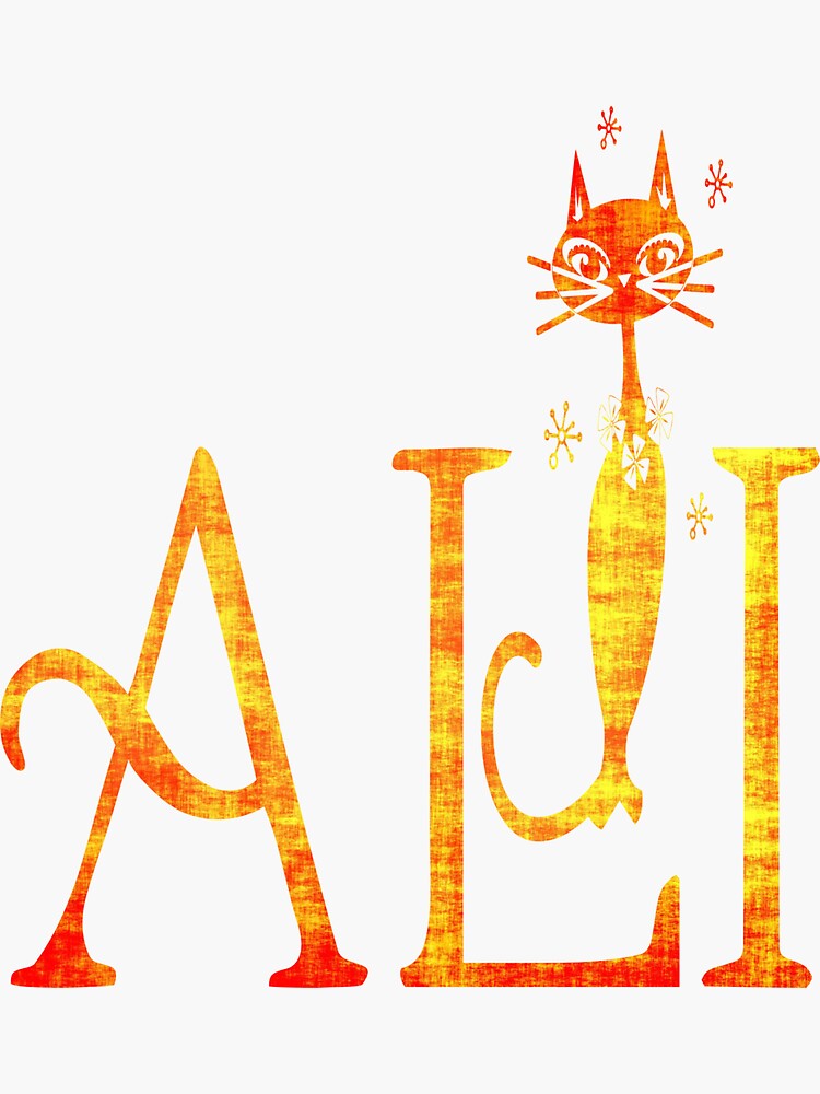 "Ali name gold with pretty cat" Sticker for Sale by Areashor | Redbubble