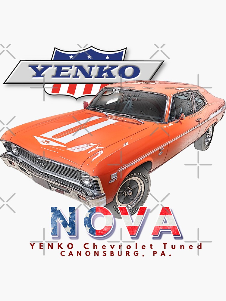 "Yenko Nova 427 Muscle Racecar Hotrod" Sticker by BillAkridge | Redbubble