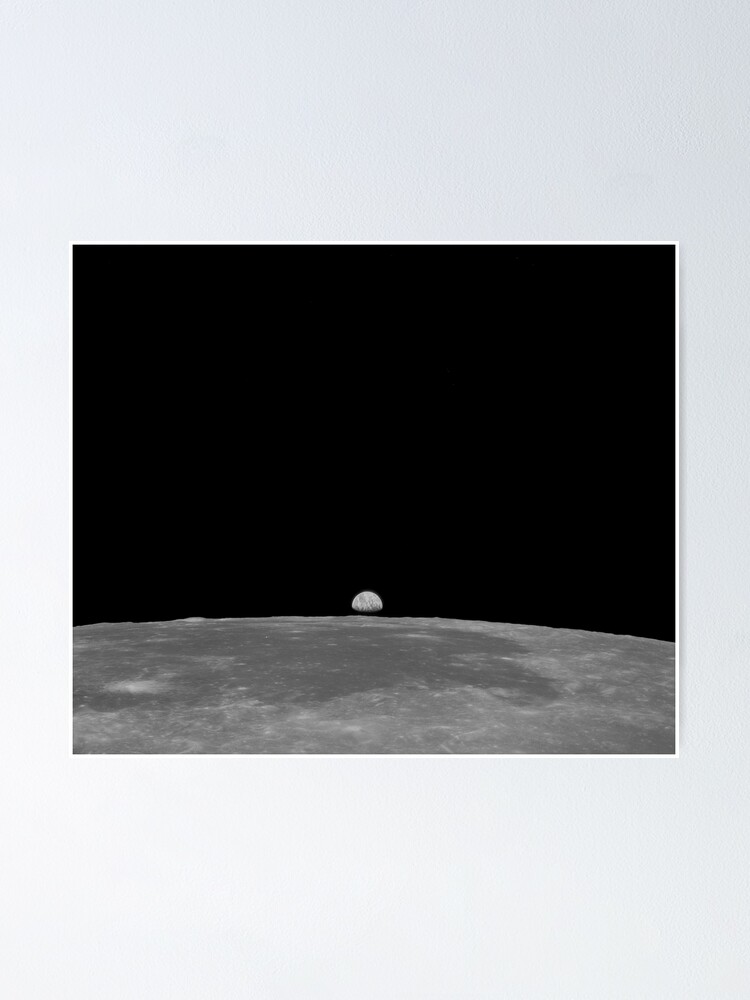 "Earth from behind the Moon - Apollo 11 Black & White image Remastered ...
