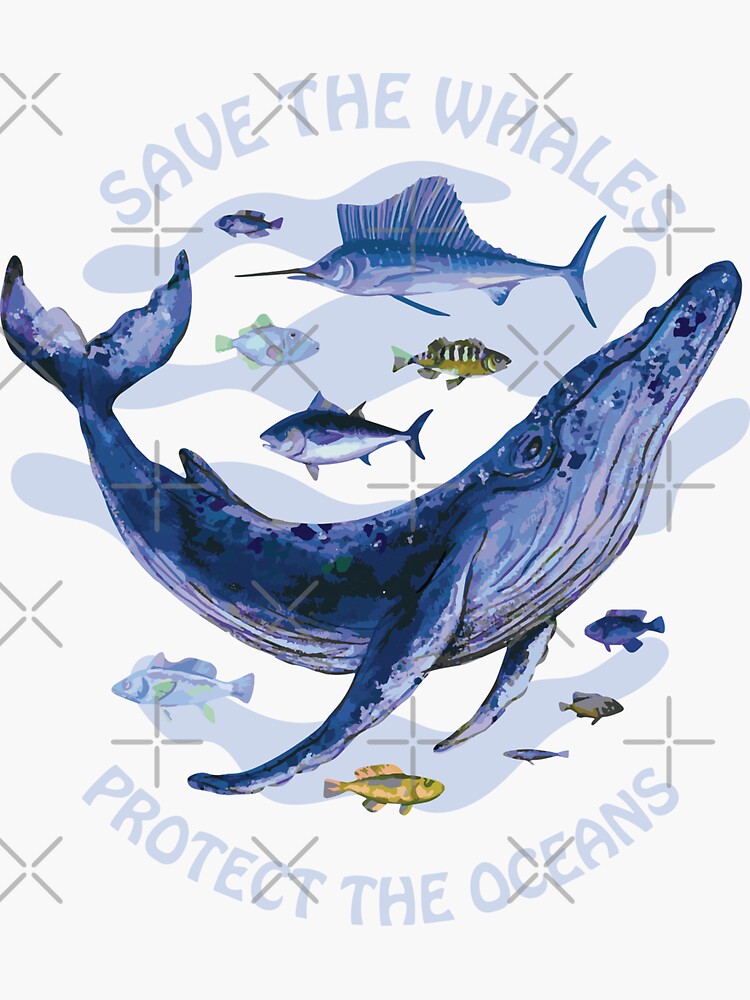 "Save the Whales - Protect the Oceans" Sticker for Sale by bellagraphic ...