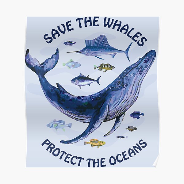 "Save the Whales - Protect the Oceans" Poster for Sale by bellagraphic ...