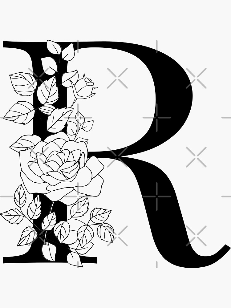 "R Floral botanical intial Letter R Monogram R - alphabet letters R ...