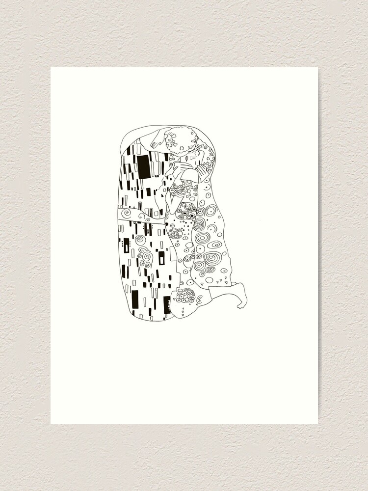 "Gustav Klimt’s The Kiss Outline" Art Print for Sale by r-palette ...