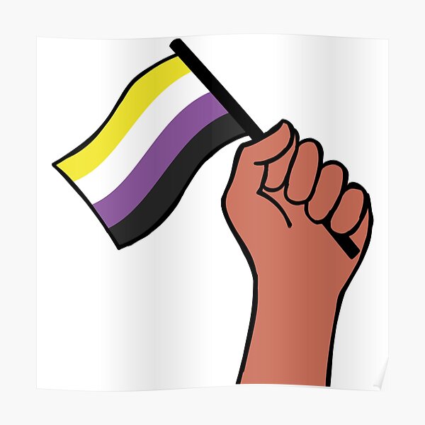 "non binary pride flag hand" Poster for Sale by BThingies | Redbubble