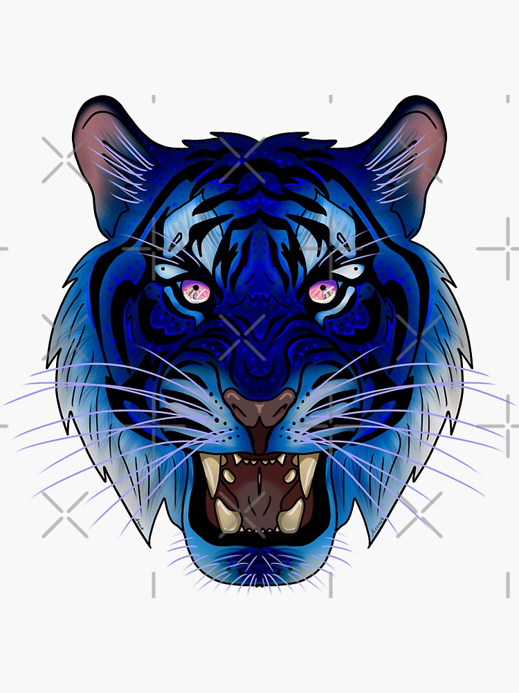"Blue Tiger" Sticker by Abbies-Art | Redbubble