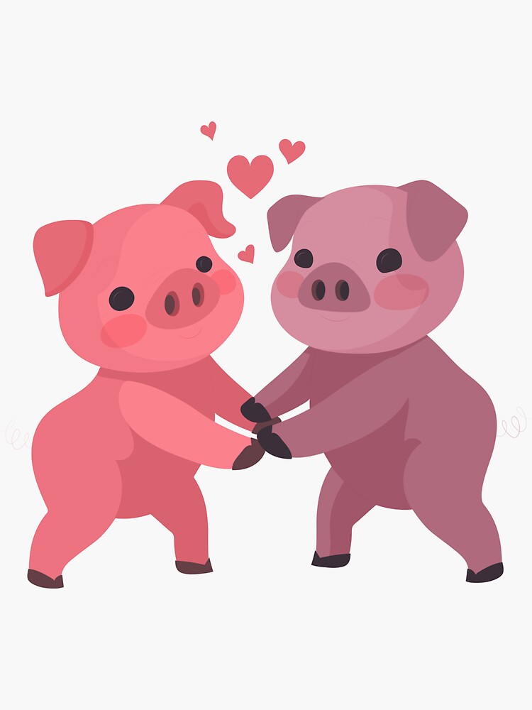 "I love you Romantic pig heart Love" Sticker by Elikwuart | Redbubble