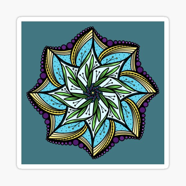 "Botanical Mandala in clean, cool colors" Sticker for Sale by BohoKatie ...