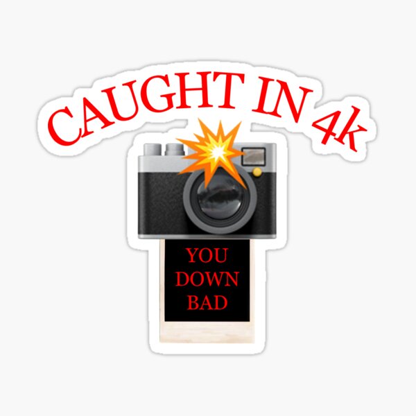 "Caught in 4k Down Bad" Sticker for Sale by M1lkslyvan | Redbubble