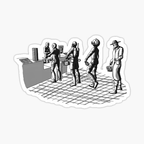 "Queuing " Sticker by kameelsm | Redbubble