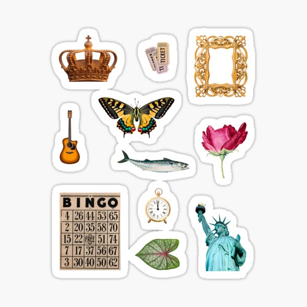 "Collage of vintage images" Sticker by SouthPrints | Redbubble