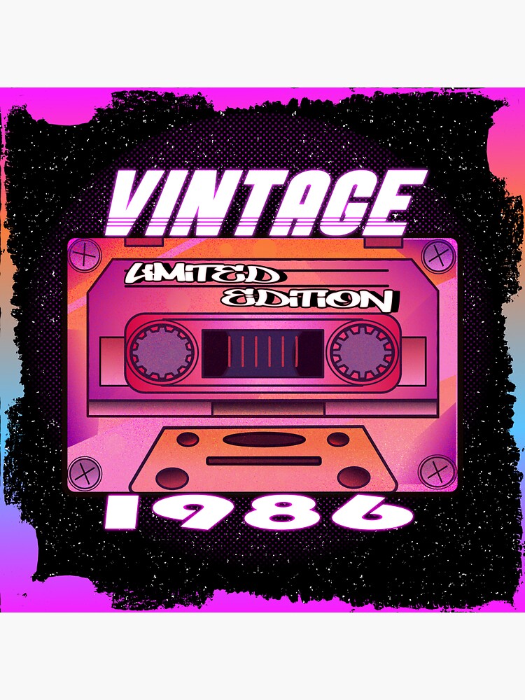 "vintage 1986 retro eighties inspired" Sticker by JustSkilled | Redbubble