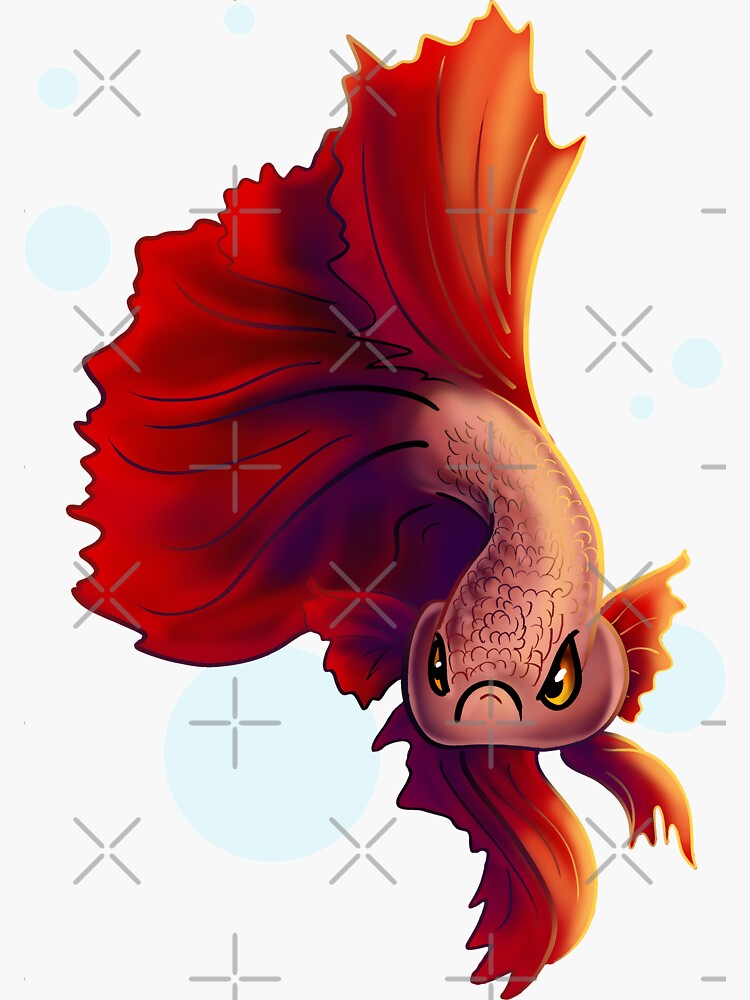 "Angry Betta Fish" Sticker for Sale by Unicornarama | Redbubble