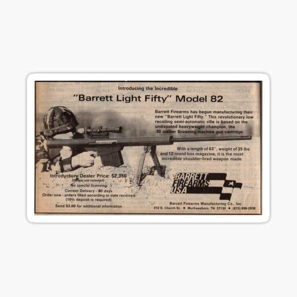 "Barrett Fifty Cal" Sticker for Sale by DJFLAX | Redbubble