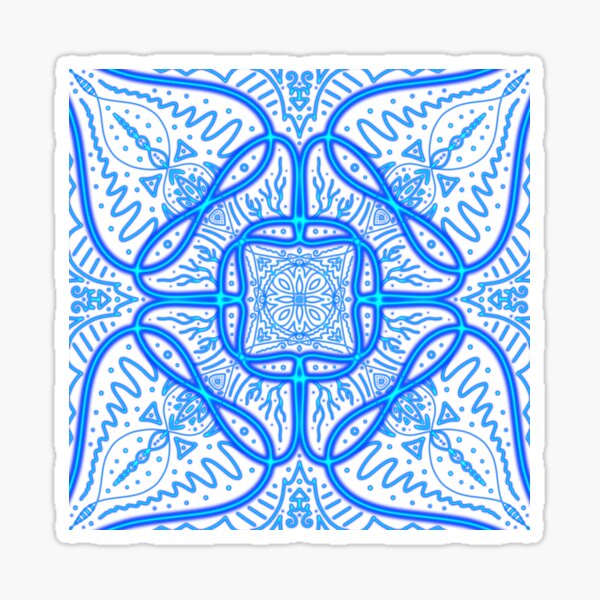 "Ocean Blue Mandala Light" Sticker by BeetleAndFern | Redbubble