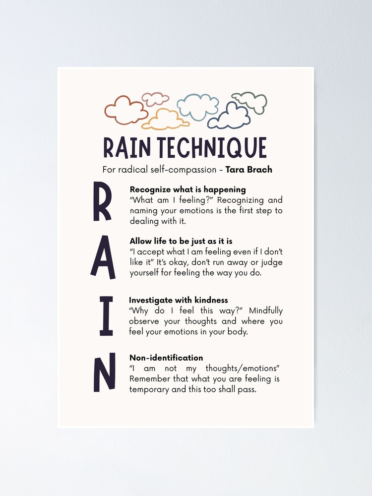 "RAIN Technique" Poster for Sale by PKindThoughts | Redbubble