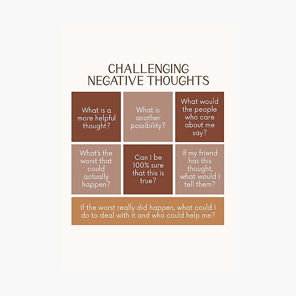 "CBT Challenging Negative Thoughts" Photographic Print for Sale by ...