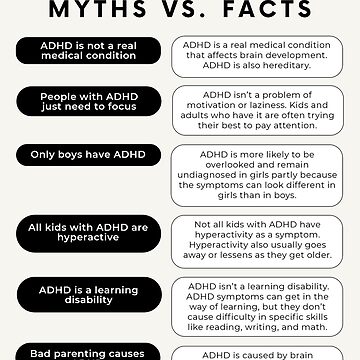 "ADHD Myths and Facts" Greeting Card for Sale by Plant Kind Thoughts ...