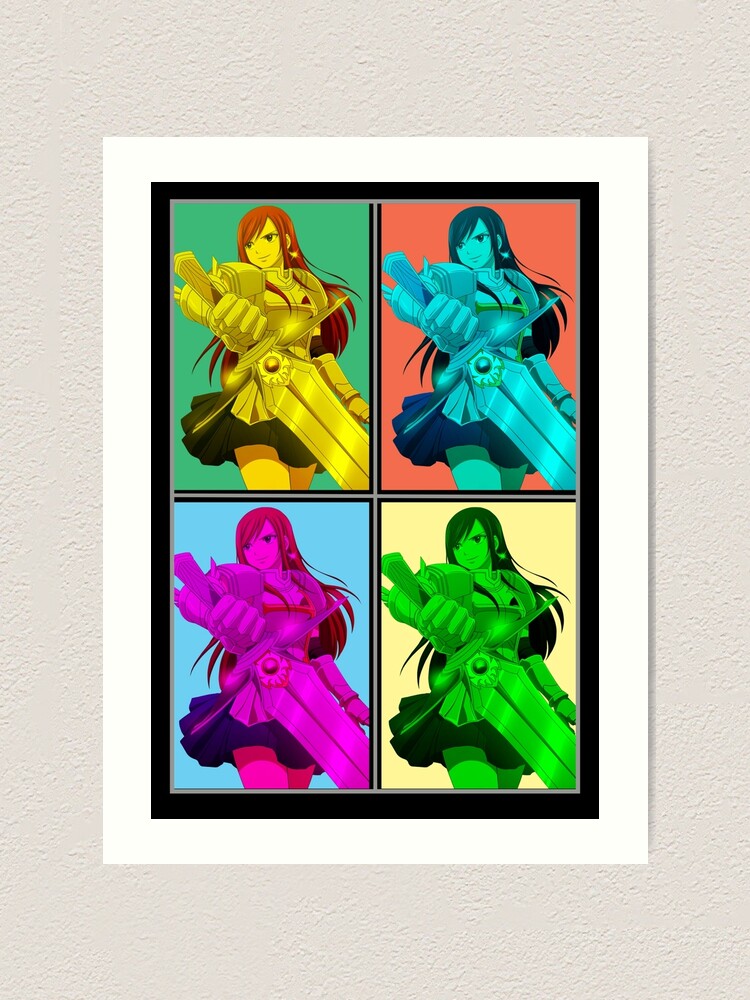"Erza Scarlet Fairy Tail Feari Teiru Anime RGB Mirror Design" Art Print ...