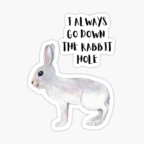 "I Always Go Down The Rabbit Hole " Sticker by HappyConfetti | Redbubble