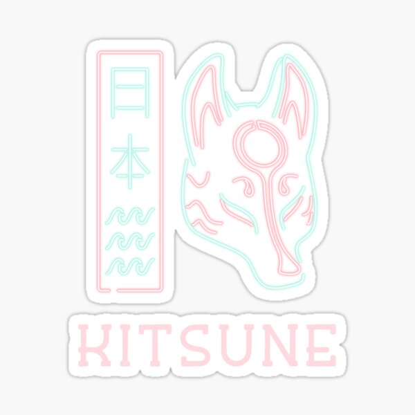 "Kitsune Fox Japanese Neon Graphic" Sticker by HZApparel | Redbubble
