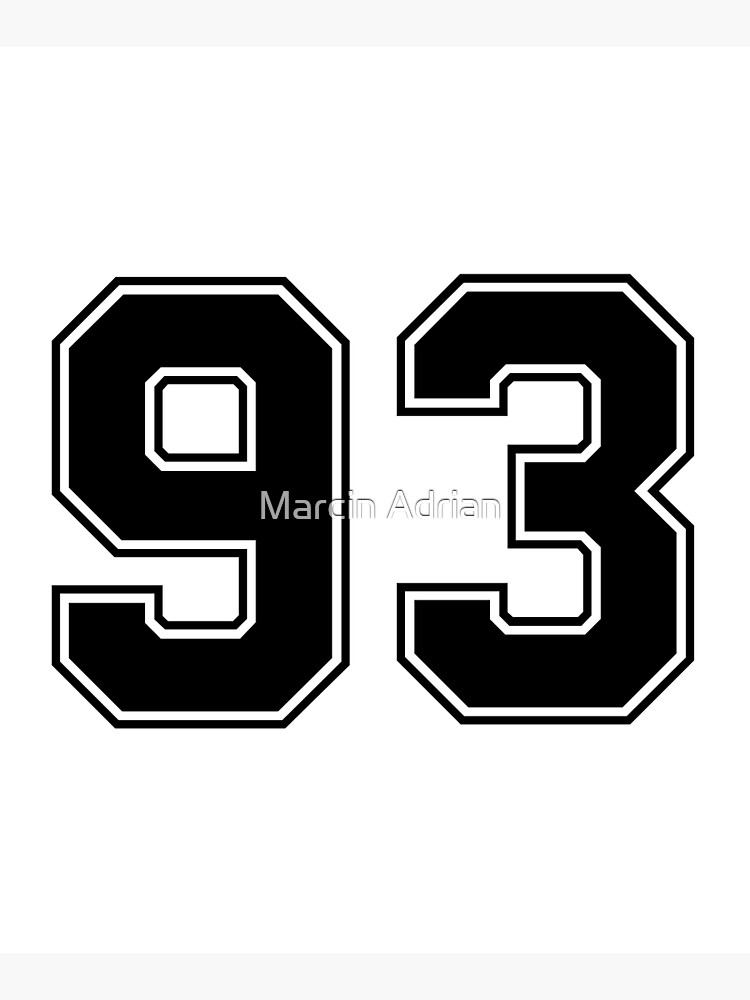 "93 American Football Classic Vintage Sport Jersey Number in black ...