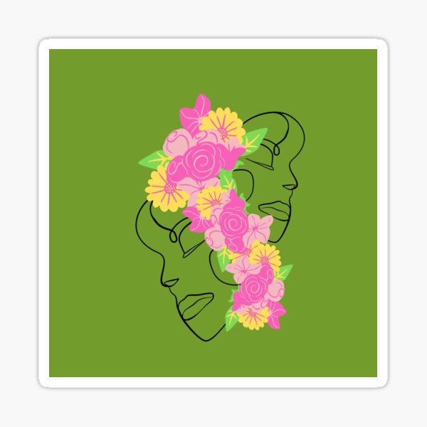 "Face line and graphic flower mix." Sticker by Trianglegreen | Redbubble