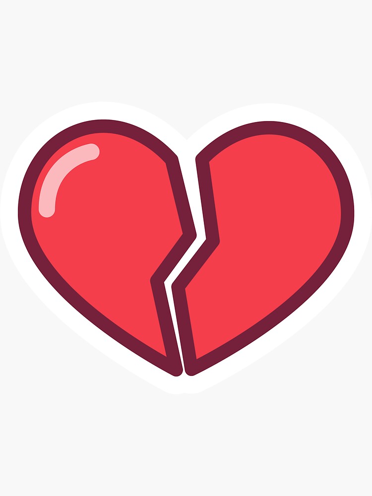 "Broken heart sticker" Sticker by catkie-art | Redbubble